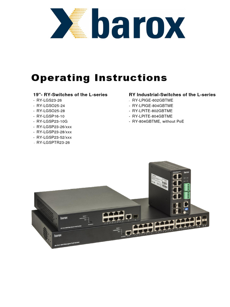 Barox switch programming manual | PDF | Network Switch | Computer Network Barox switch programming manual | PDF | Network Switch | Computer Network
