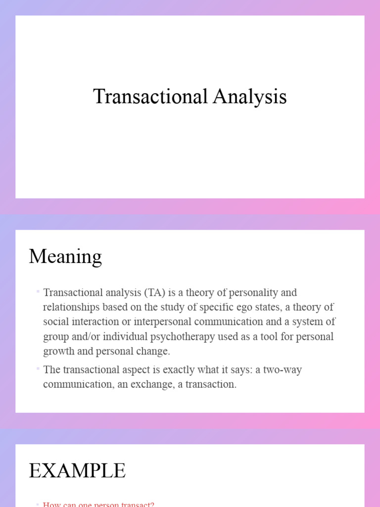 Transactional Analysis | PDF | Psychology | Psychological Concepts