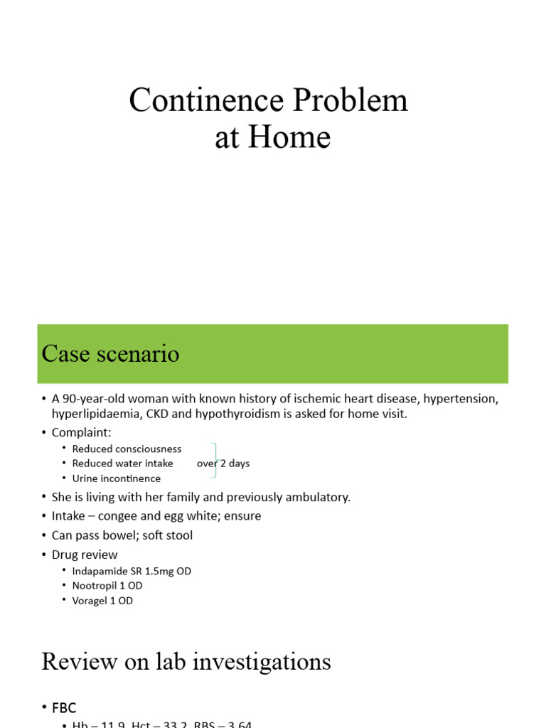 Continence Problem at Home | PDF | Urinary Incontinence | Clinical Medicine
