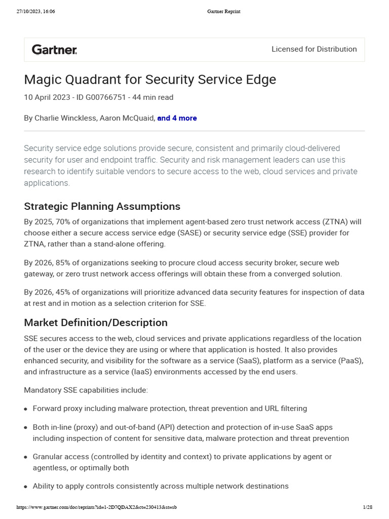 Gartner Reprint | PDF | Cloud Computing | Software As A Service