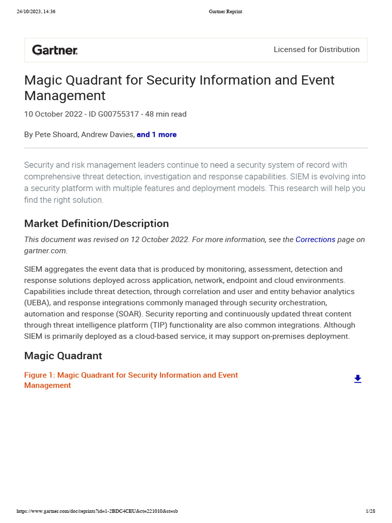 Gartner MQ SIEM | PDF
