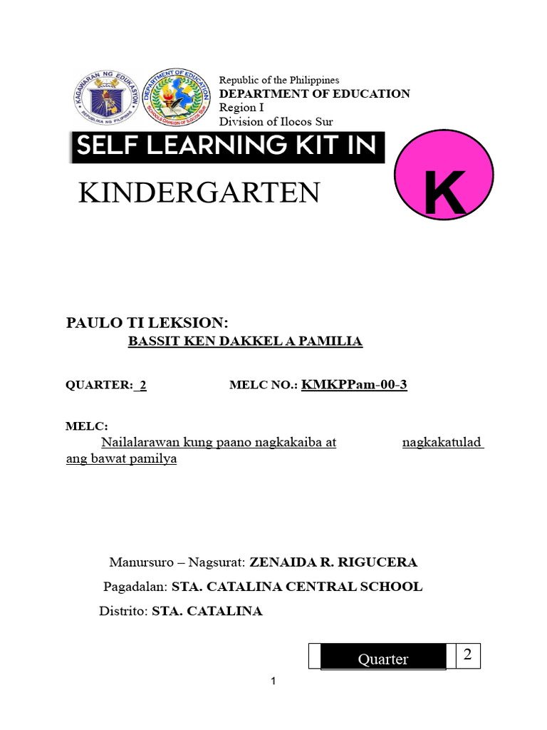 Self Learning Kit Kindergarten q2 w3 | PDF