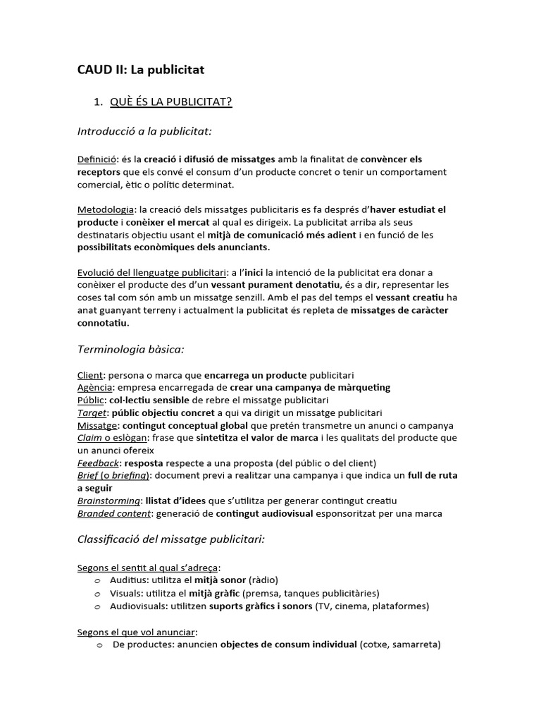 La Publicitat (CAUD II) | PDF