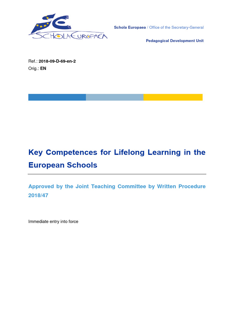 Key Competences For Lifelong Learning in The European Schools | PDF ...
