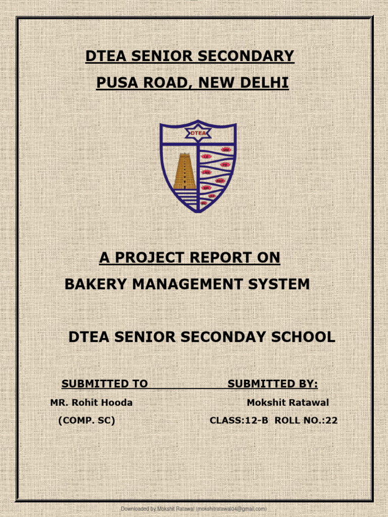 Class 12 Bakery Management Project | PDF | Information Technology ...