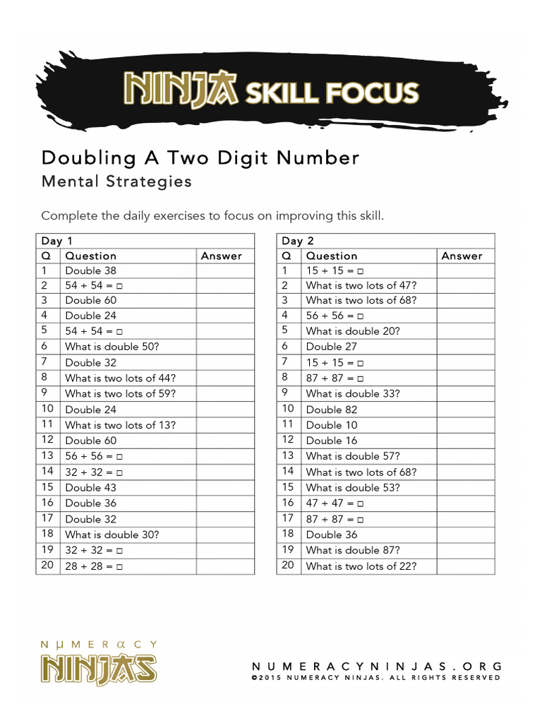 MS6 Doubling A Two Digit Number 2n2g7iq | PDF