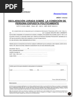Declaracion Jurada Persona Politicamente Expuesta | PDF | Documento de identidad | Ministerio ...