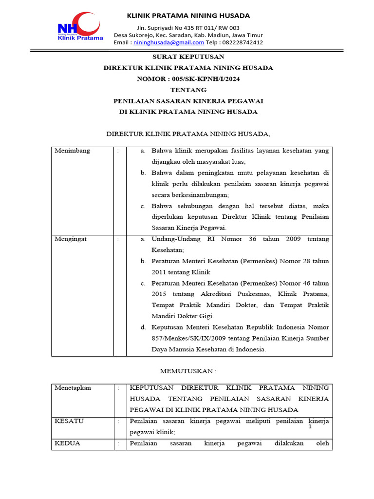 005 SK Sasaran Kinerja Pegawai | PDF