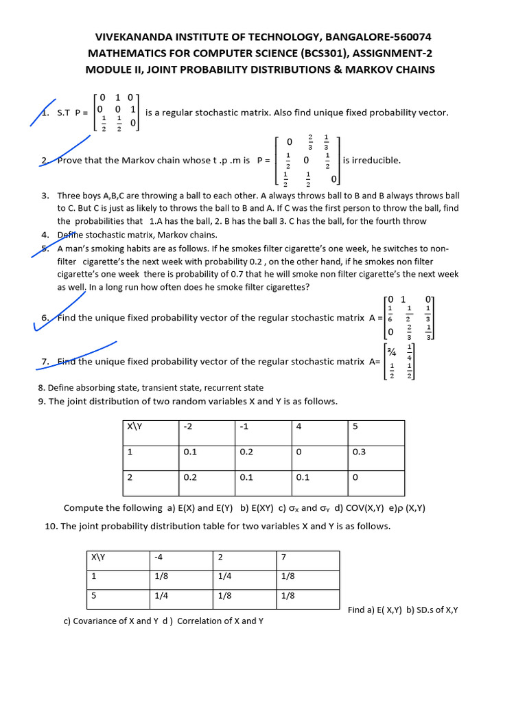 Math Assignment 2 | PDF | Markov Chain | Probability Theory