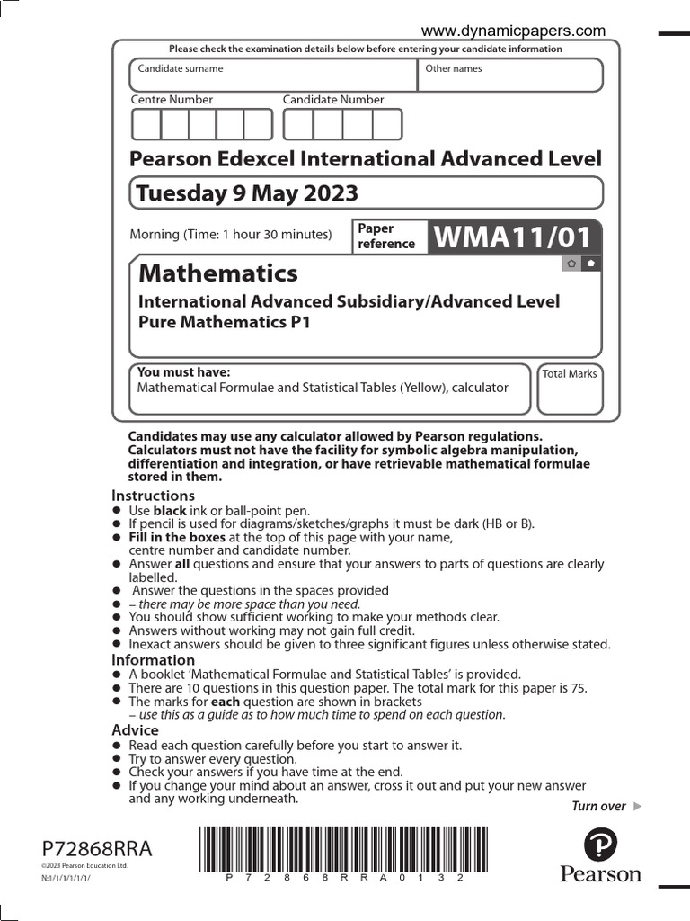 May 2023 QP Math P1 | PDF | Mathematics | Equations