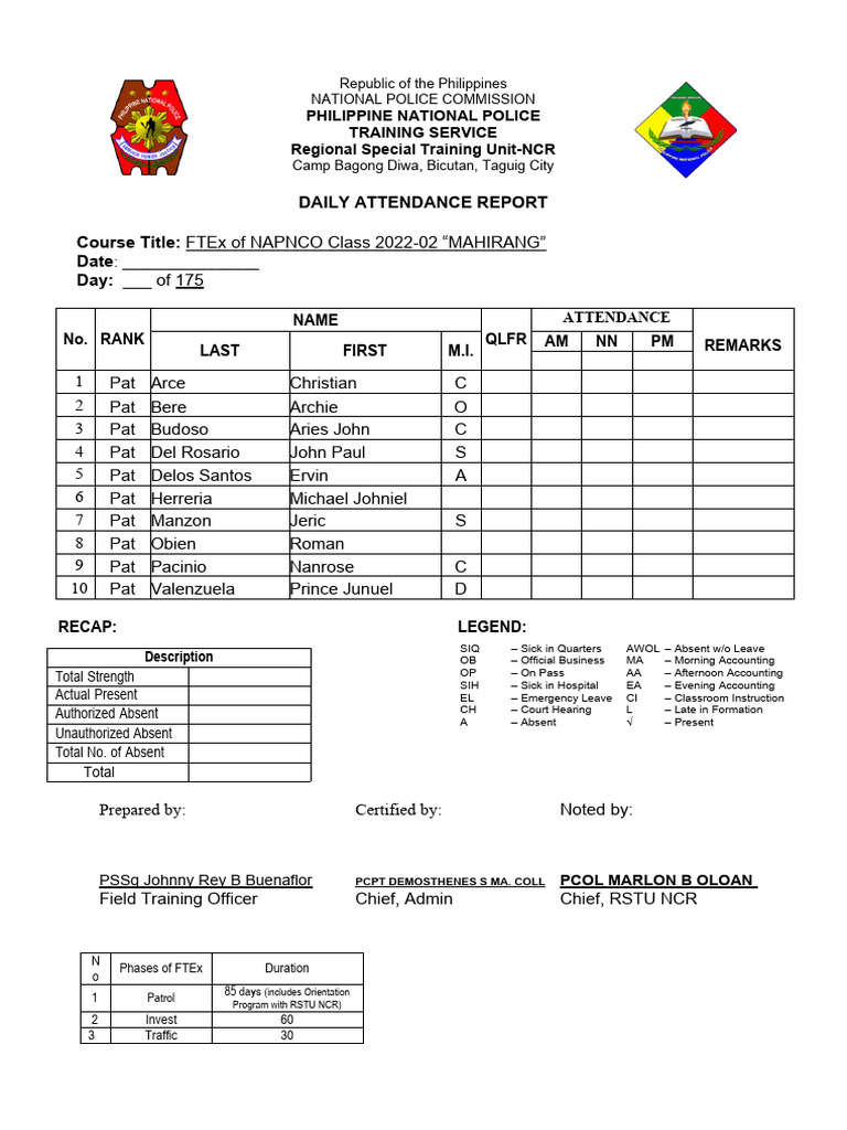 Daily Attendance Report | PDF