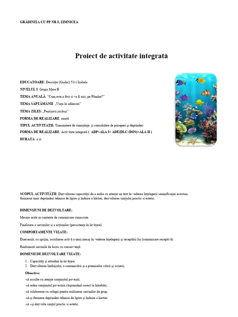 Proiect Didactic | PDF