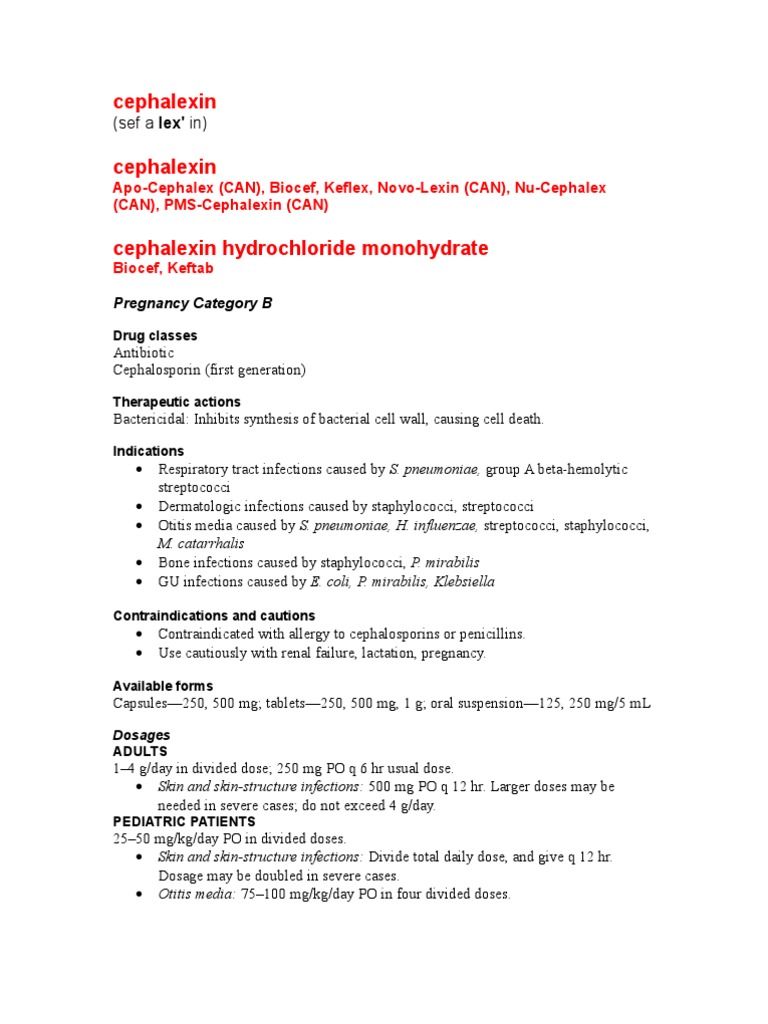 Cephalexin | PDF | Medical Specialties | Drugs