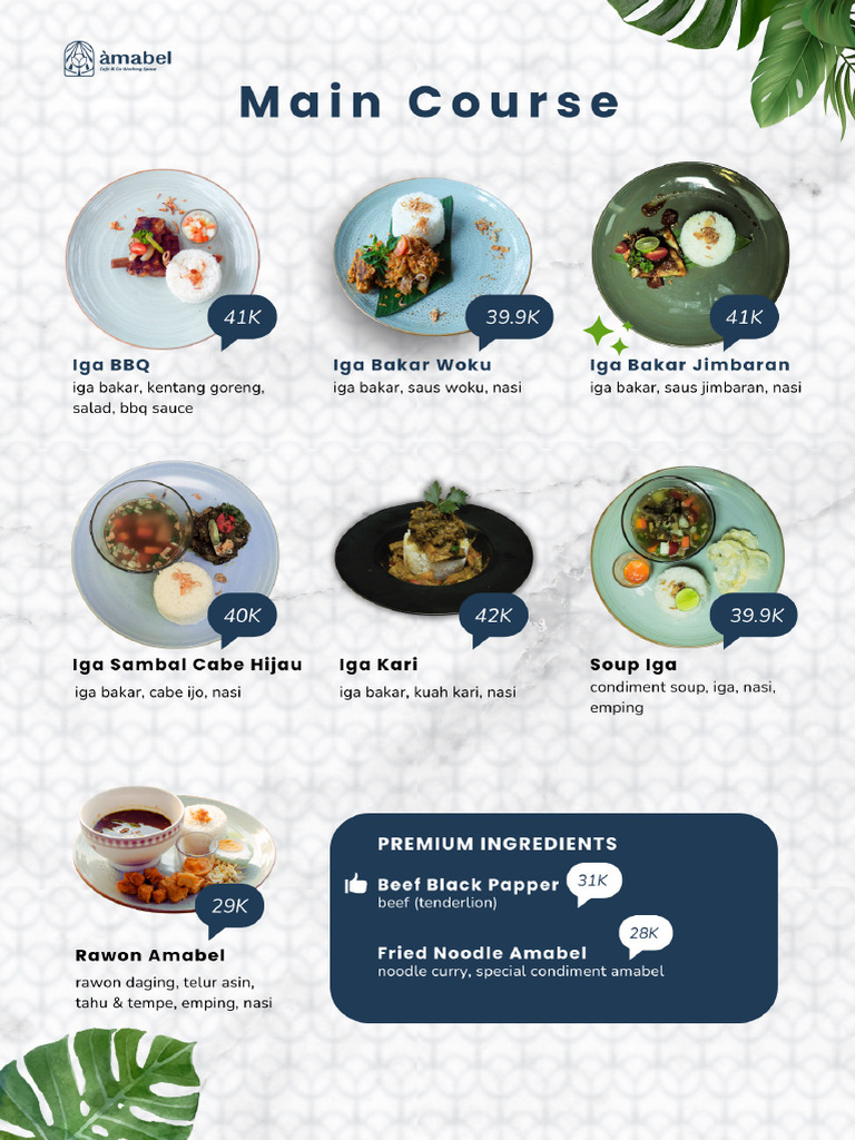 Amabel Menu | PDF