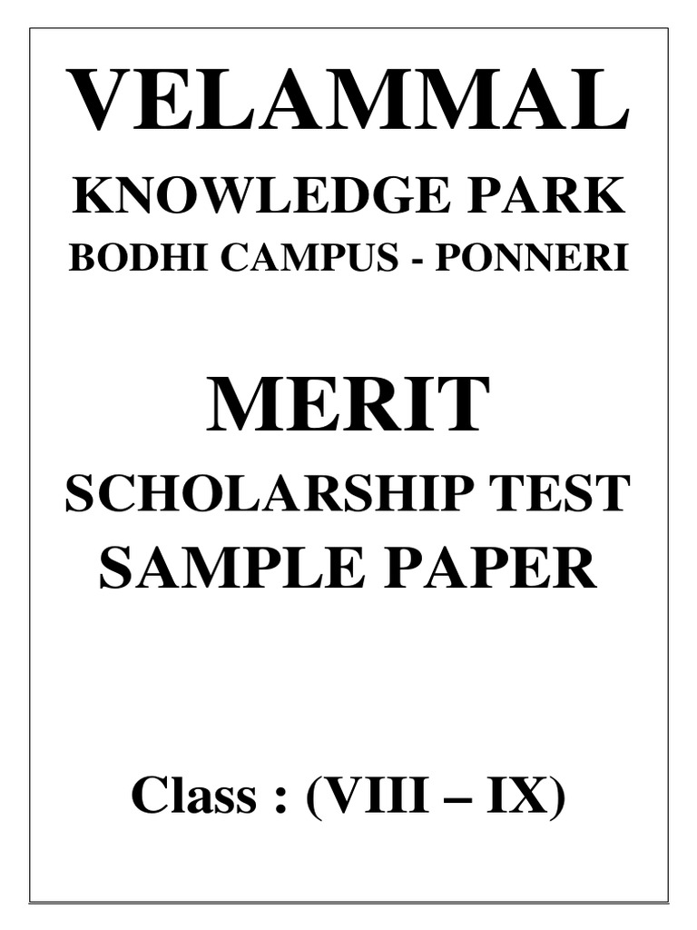 Velammal Merit Scholarship Sample Paper | PDF | Euclidean Plane ...