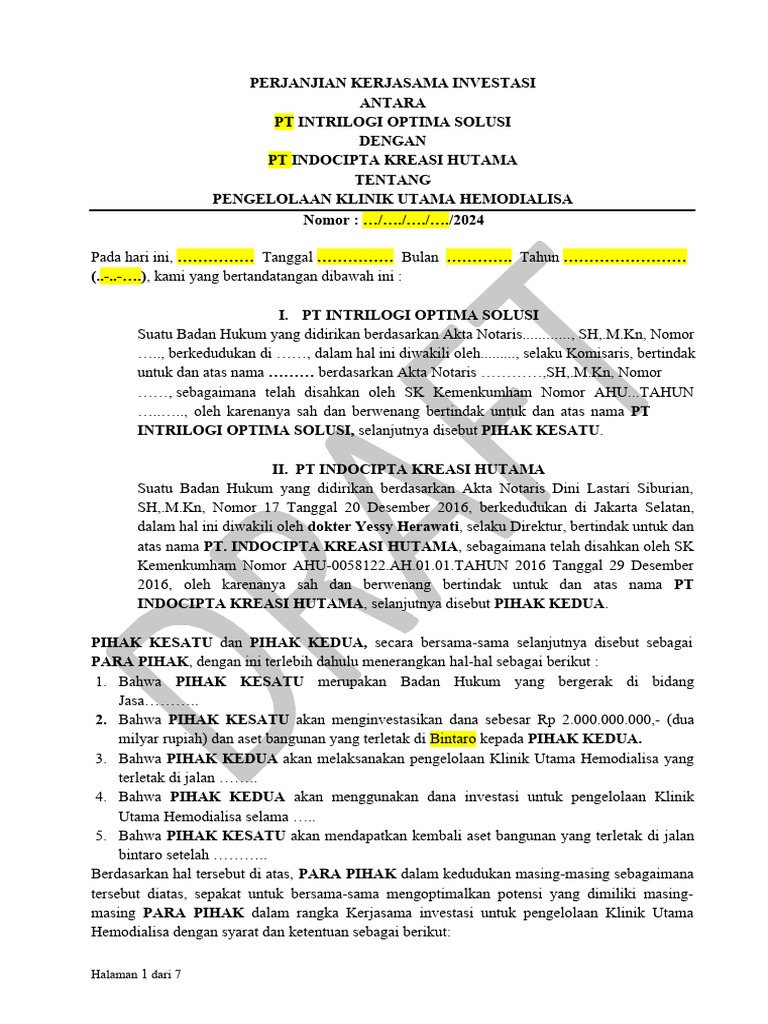 Perjanjian Investor Pdf