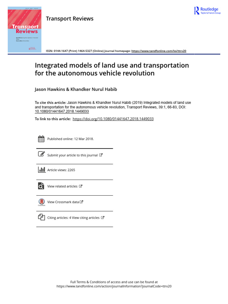 Integrated Models of Land Use and Transportation For The Autonomous ...