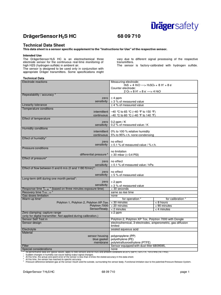 Technical Datasheet DS H2S HC en | PDF
