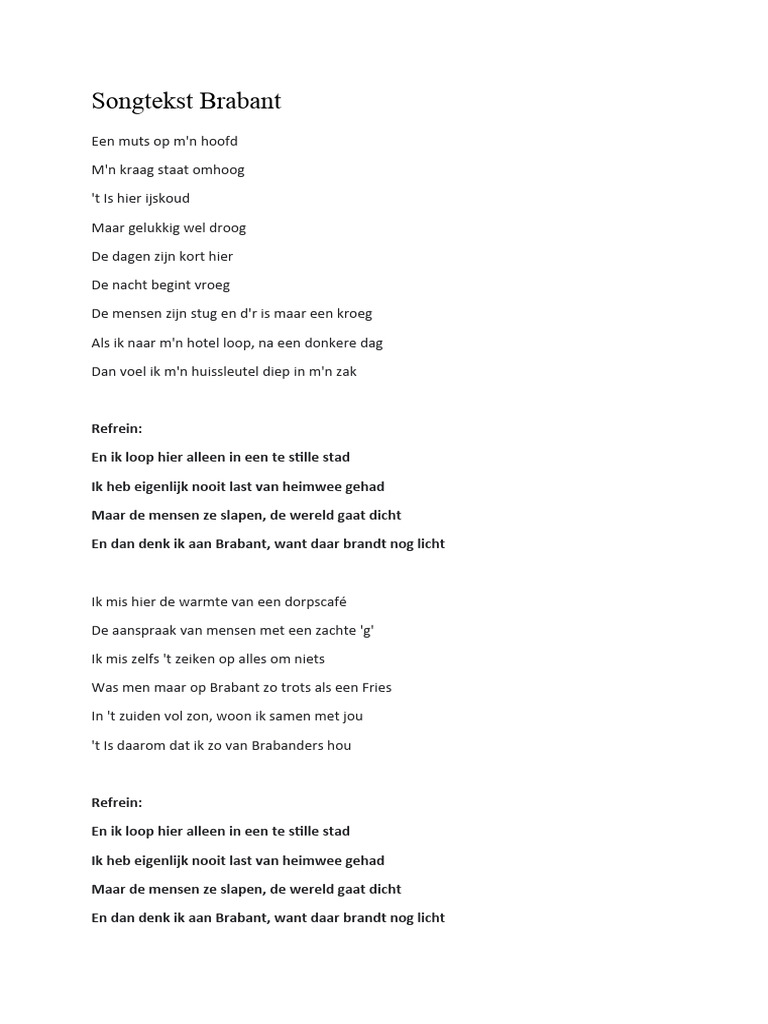 Songtekst Brabant | PDF