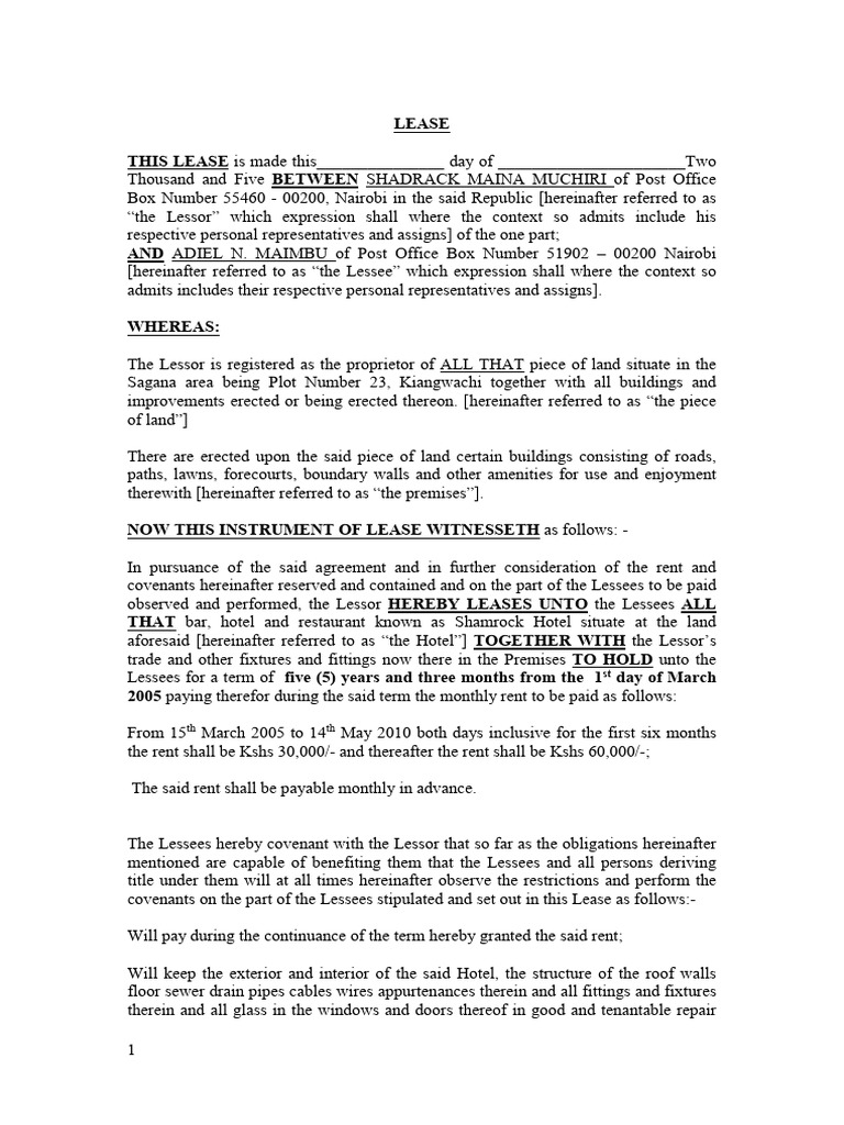 Lease of Hotel - Dot | PDF | Lease | Assignment (Law)
