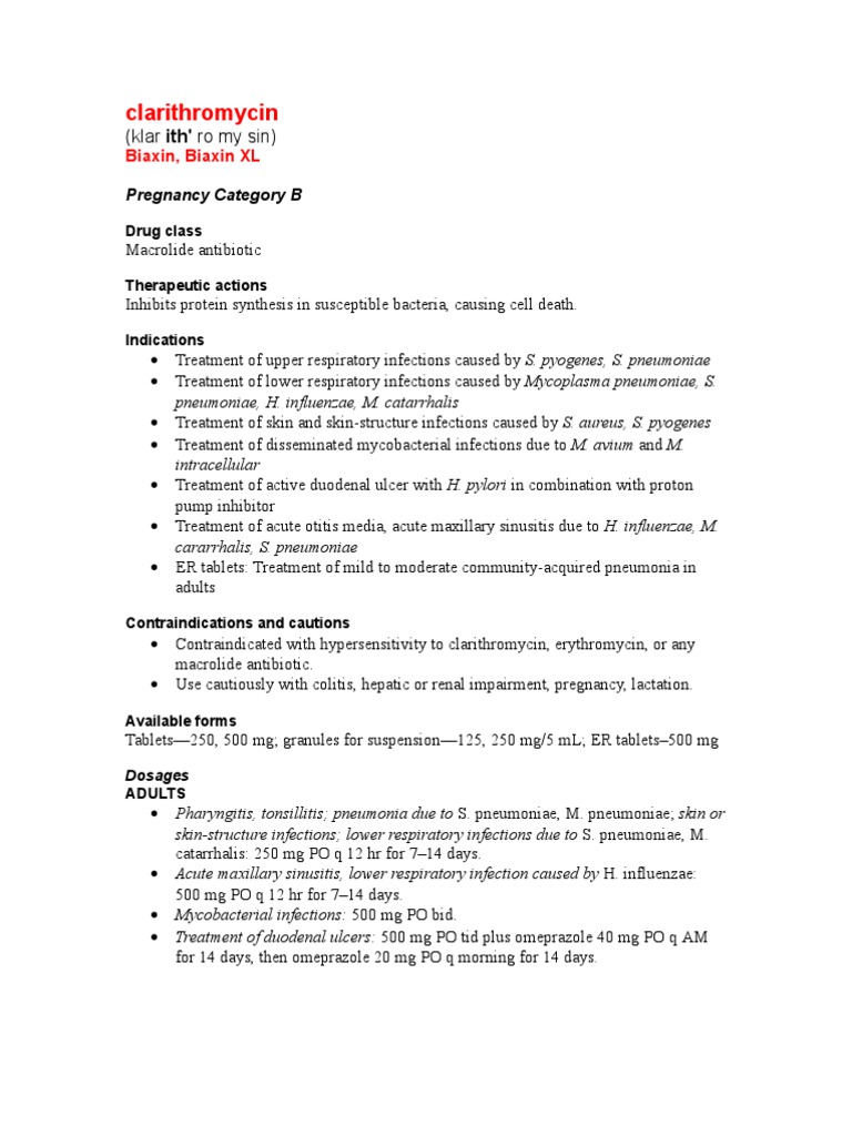 Clarithromycin | PDF | Pneumonia | Drugs