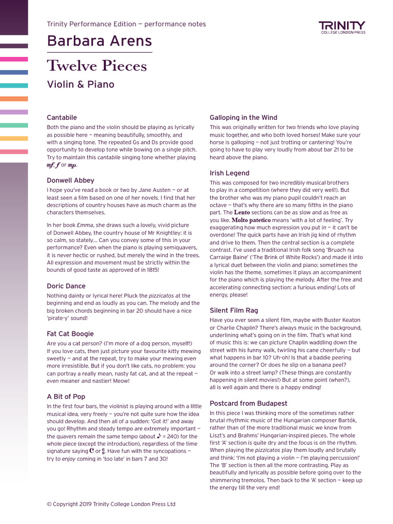 Barbara Arens - Twelve Pieces | PDF | Emma (Novel) | Musical Compositions