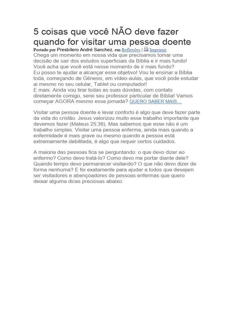 5 Coisas Que Você Não Deve Fazer Quando For Visitar Uma Pessoa Doent1