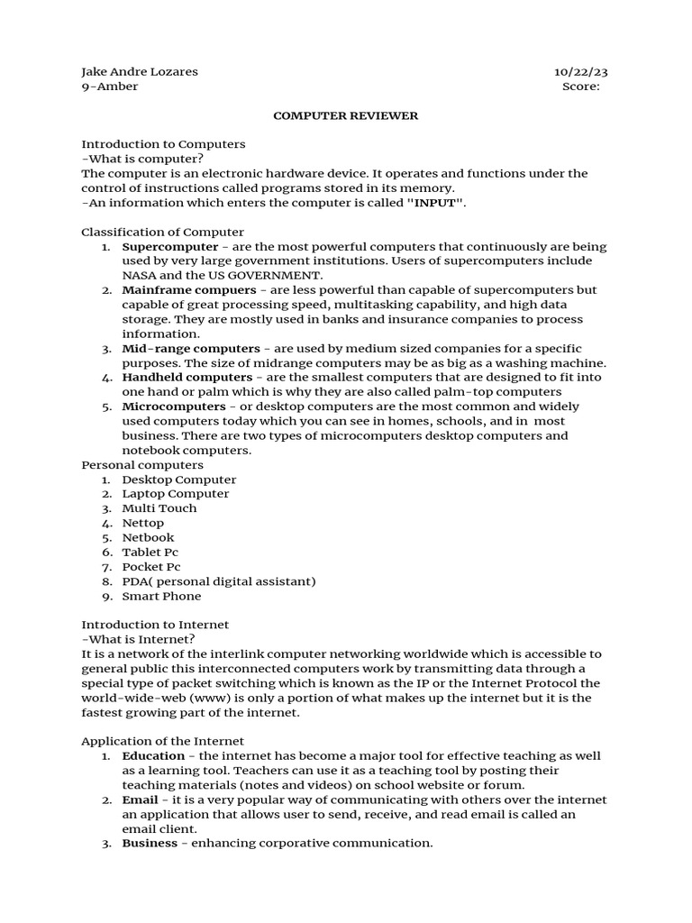 Computer Reviewer | PDF | World Wide Web | Internet & Web