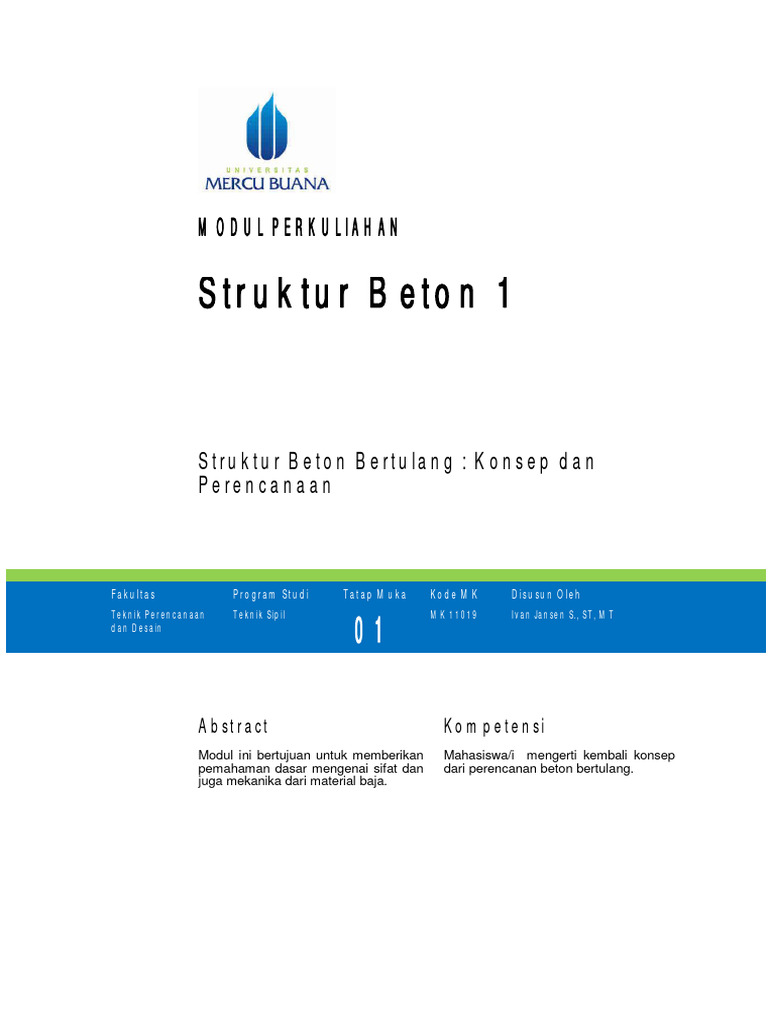 Struktur Beton 1 - Modul 1 | PDF
