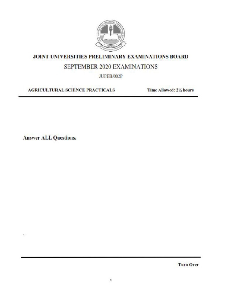 2020 Agricultural Science - Practical | PDF