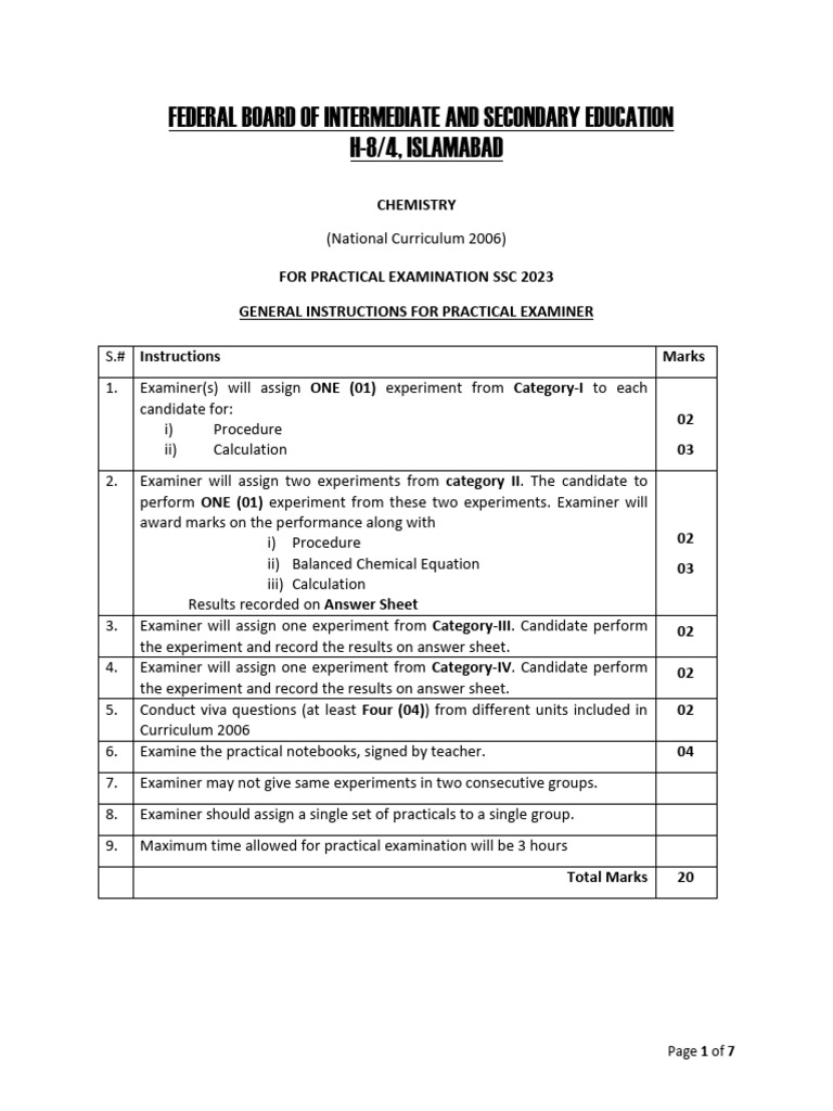CHEMISTRY PRACTICAL SSC-23 Revised | PDF | Ethanol | Solubility