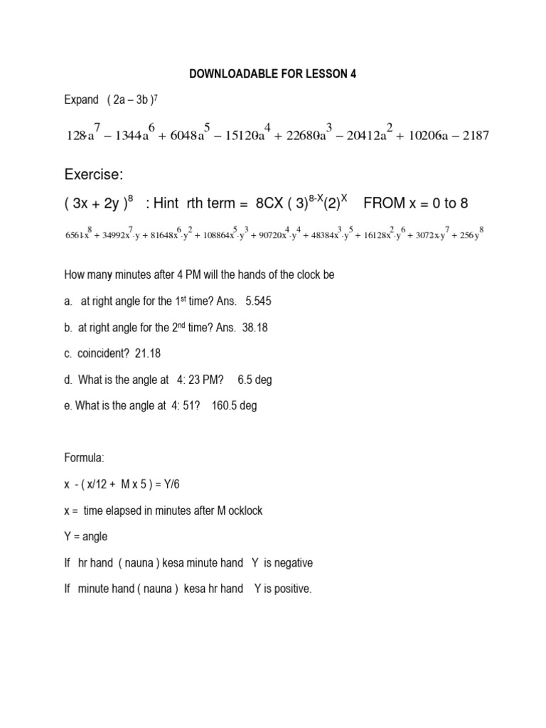 Downloadable For Lesson 4 Alegbra 2 | PDF | Numbers | Mathematics