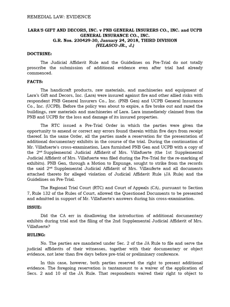 Lara's Gifts v. PNB Gen: Evidence Ruling | PDF | Social Science