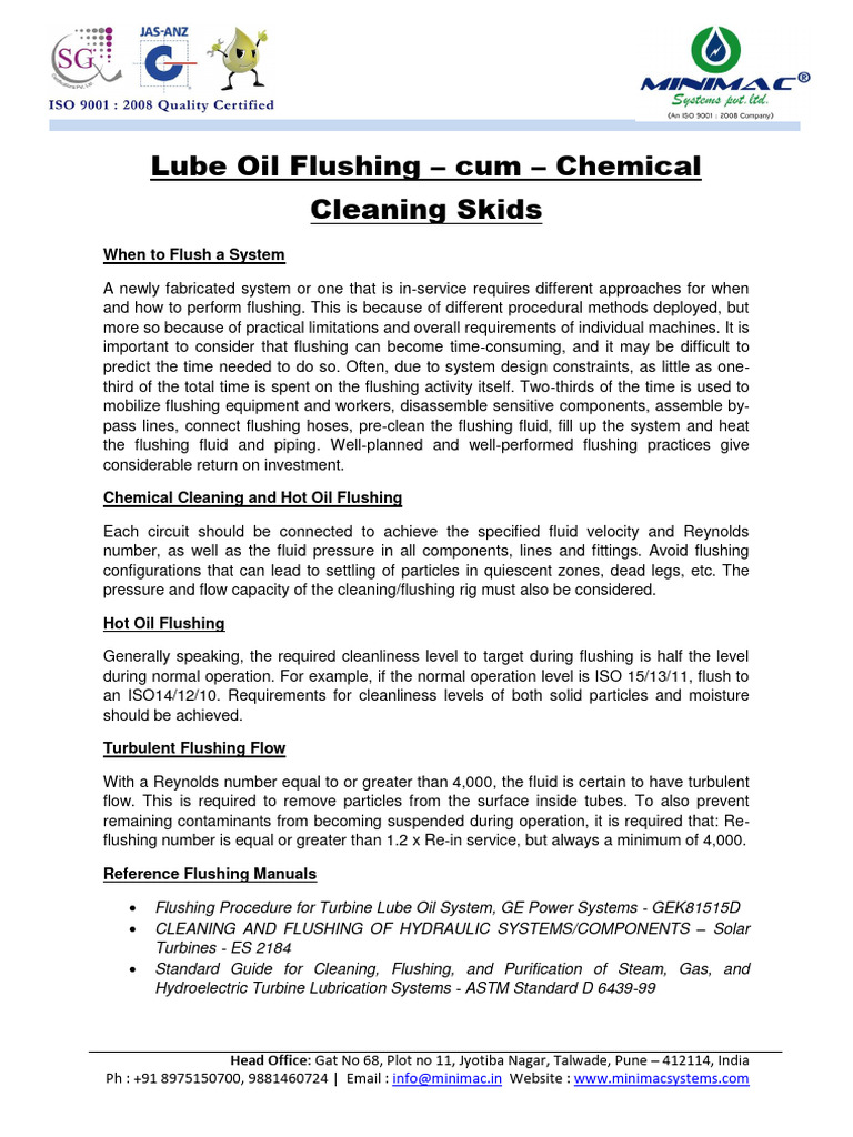 Minimac Lube Oil Flushing & Chemical Cleaning Skids | PDF
