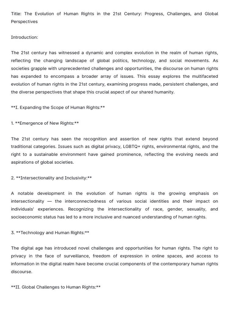 The Evolution of Human Rights in The 21st Century - Progress ...