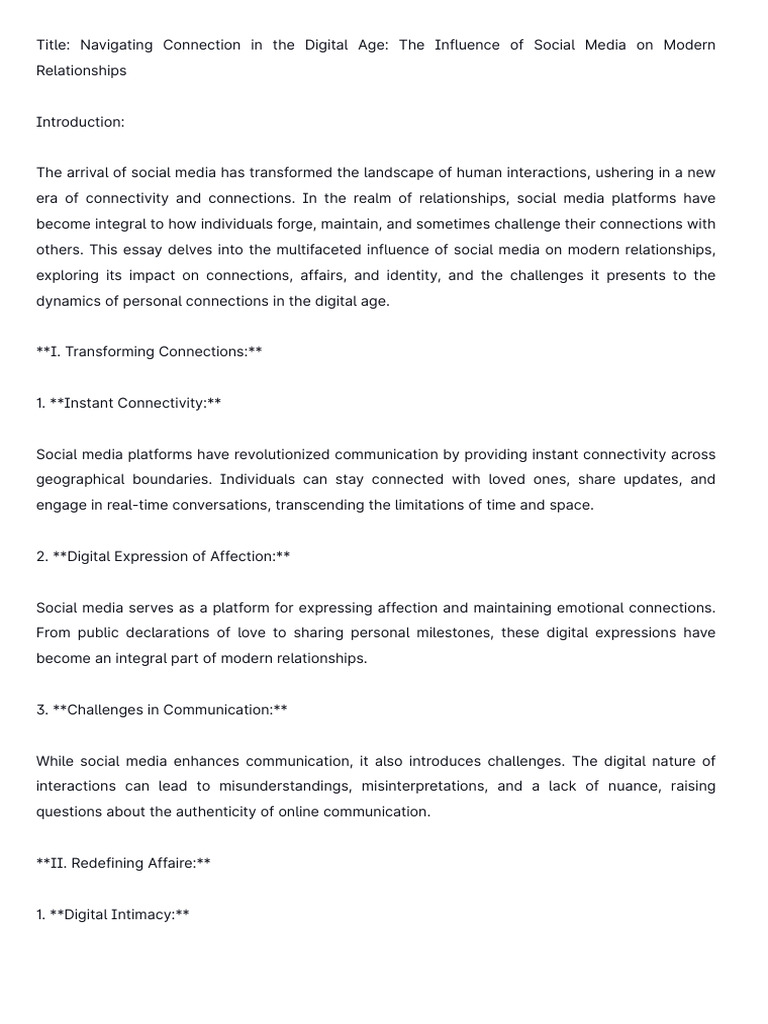 The Influence of Social Media On Modern Relationships - Grammarly | PDF ...