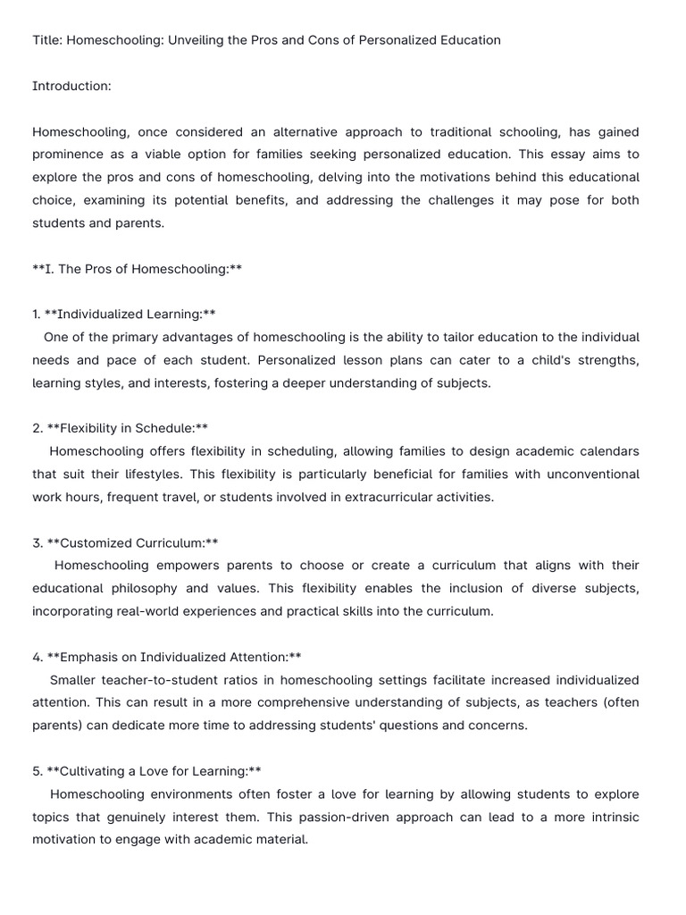 Unveiling the Pros and Cons of Personalized Education - Grammarly | PDF ...