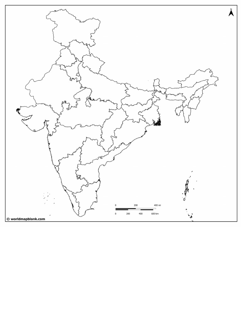 India Outline Map With States A4 | PDF