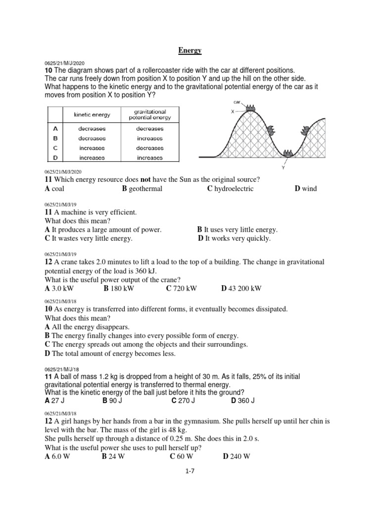 4 Energy Transformations | PDF | Potential Energy | Kinetic Energy