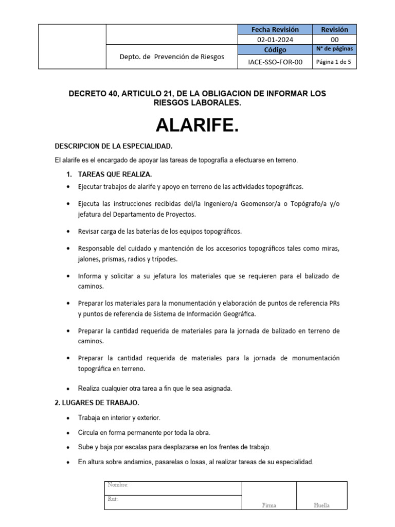 Funciones y Riesgos del Alarife | PDF | Topografía | Hipertensión