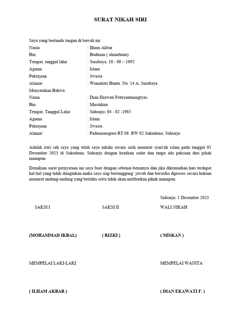 Surat Nikah Siri | PDF