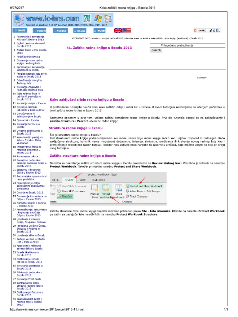 Zaštita Radne Knjige U Excelu 2013 | PDF