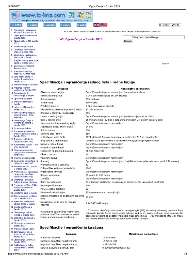 Ograničenja U Excelu 2013 | PDF