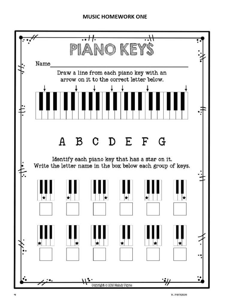 Piano Keys Music Theory Worksheet | PDF | Art