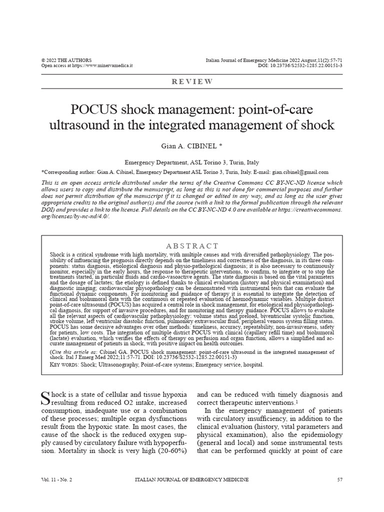 POCUS Eco en Manejo Integrado Del Shock | PDF