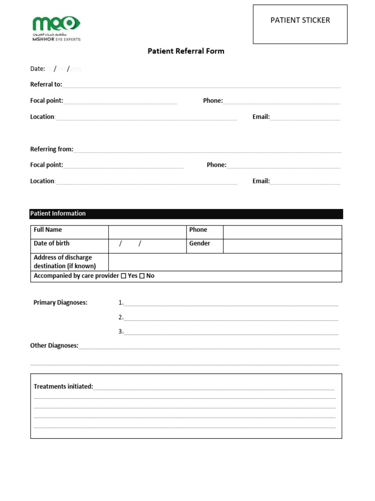 Patient Referral Form | Download Free PDF | Caregiver | Social Programs