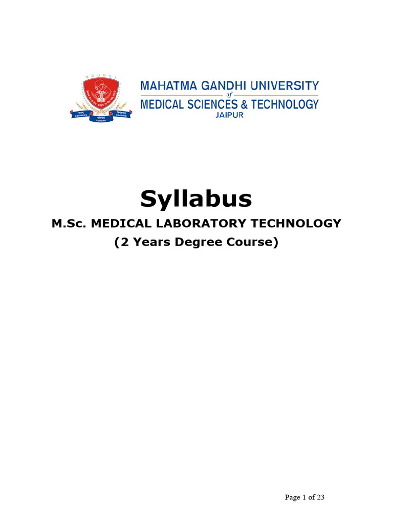 M.Sc. Medical Laboratory Technology Syllabus | PDF | Metabolism | Infection