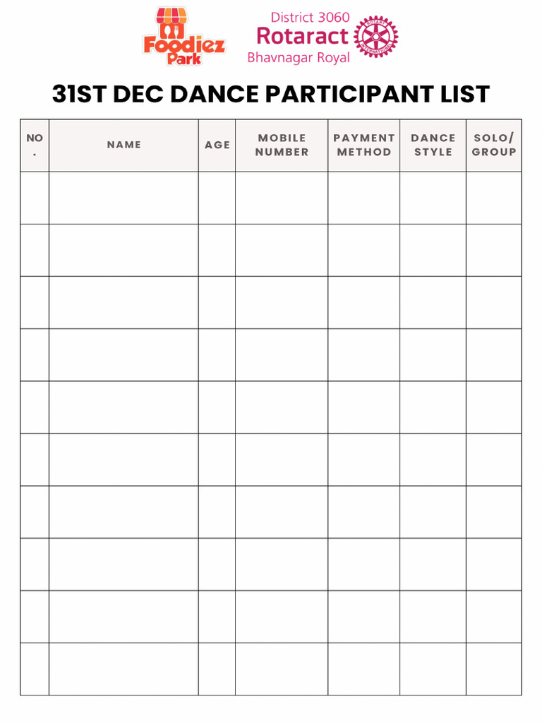 31st Dec Dance Participant List | PDF