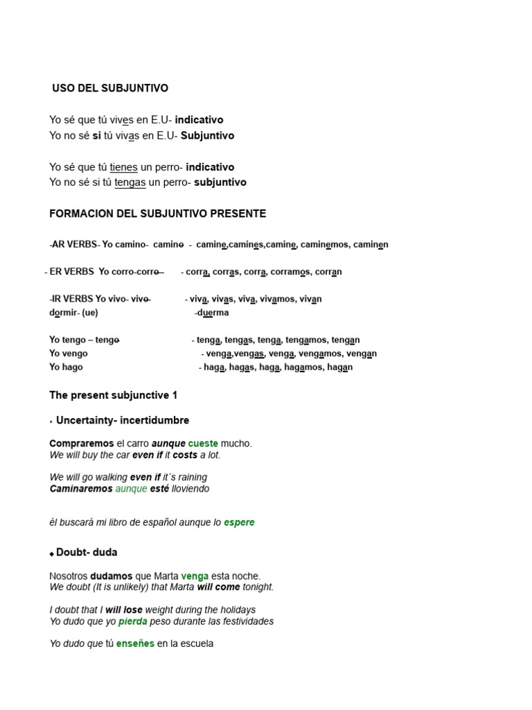 Uso y Formación del Subjuntivo en Español | PDF | Lingüística