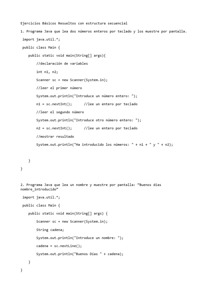 Ejercicios Basicos Resueltos Con Estruct | PDF | Java (lenguaje de programación) | Geometría ...